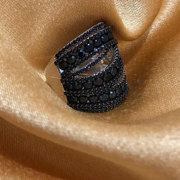 Jewelry | 57ctw Black Spinel Crossover Band Ring | Poshmark